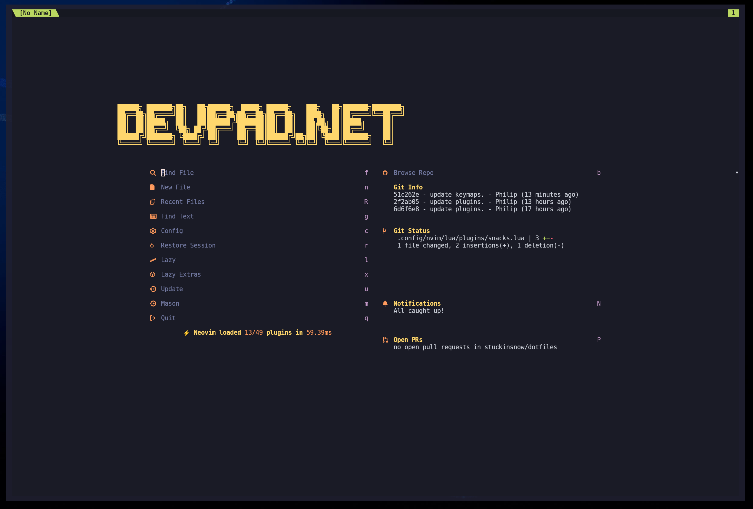 Create a cool git integrated dashboard with nvim | Devpad.net